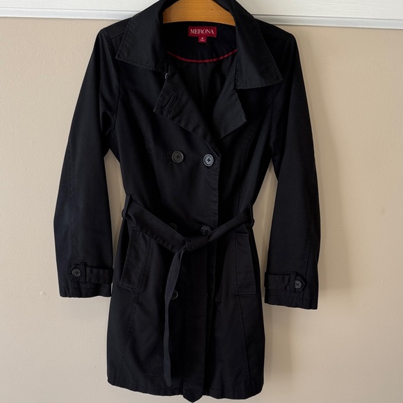 Merona | Jackets & Coats | Merona Womens Classic Black Belted Trench ...